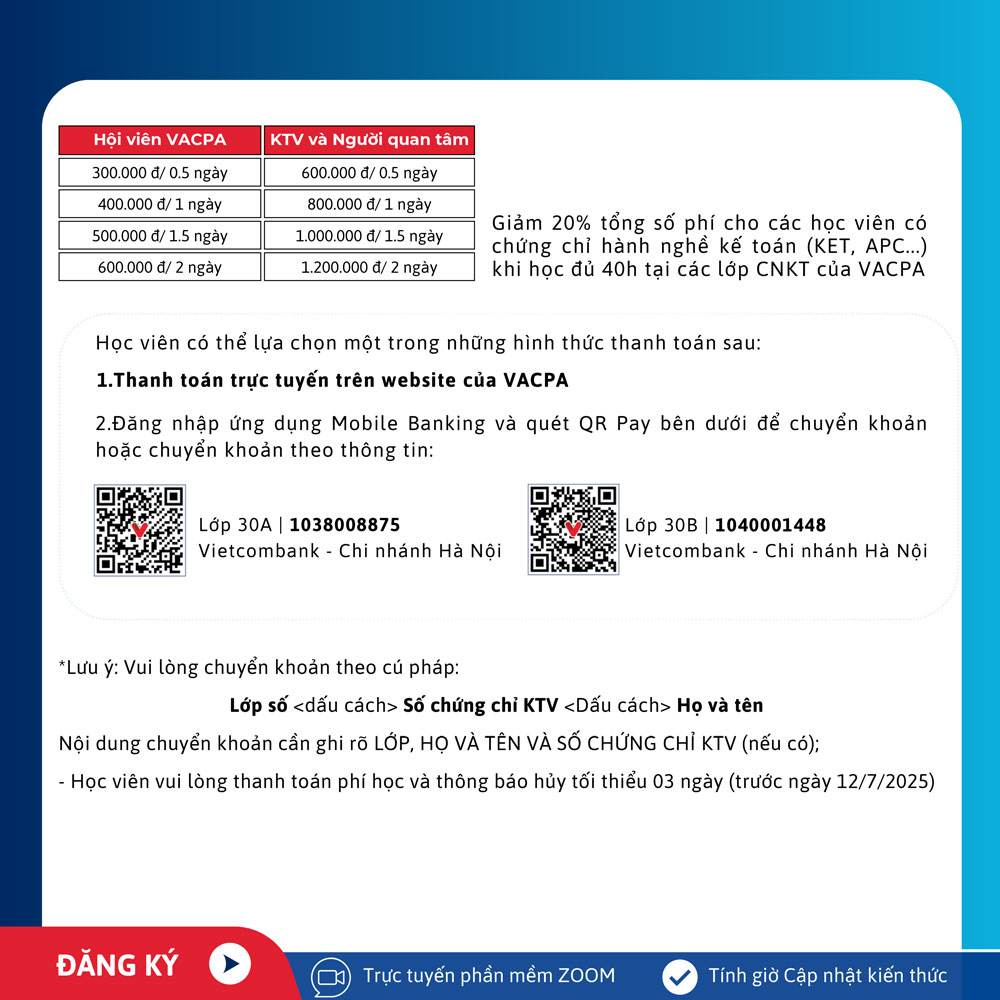 Thư mời tham dự lớp CNKT Online 30AB-2025, 2 ngày 15-16/7/2025