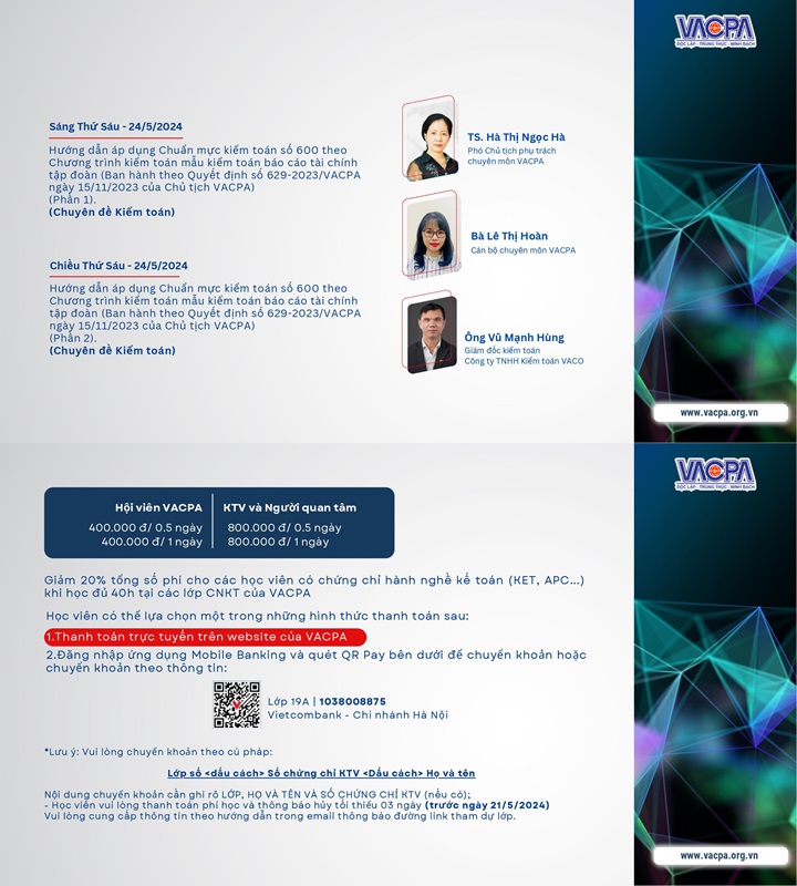 Thư mời tham dự lớp CNKT tập trung (Offline) 19A-2024, 1 ngày 24/05/2024