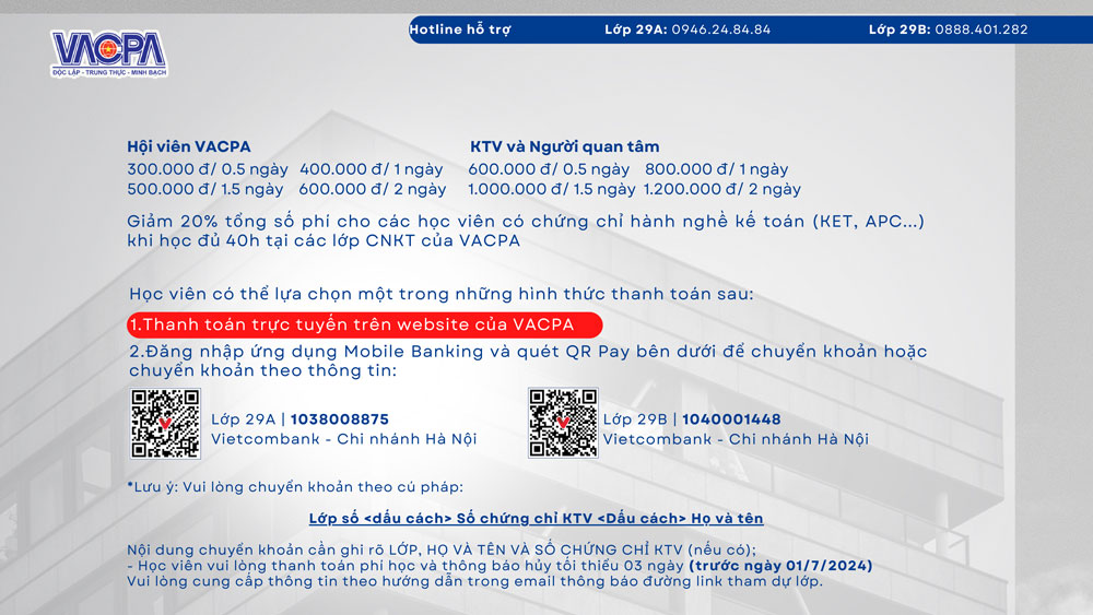 Thư mời tham dự lớp CNKT Online 29AB-2024, 02 ngày 03-04/07/2024