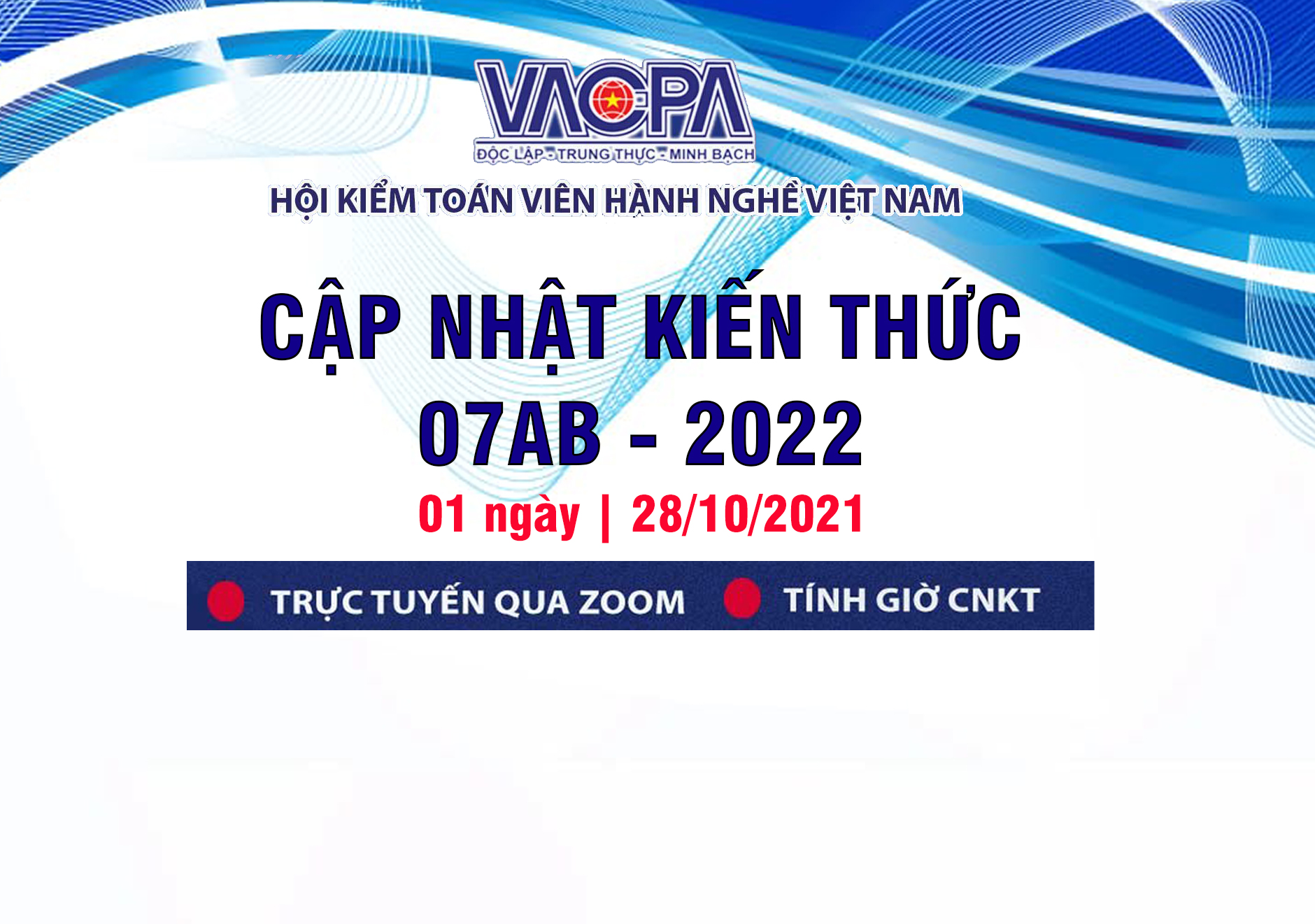Thư mời tham dự lớp CNKT Online 07AB-2022 ngày 28/10/2021