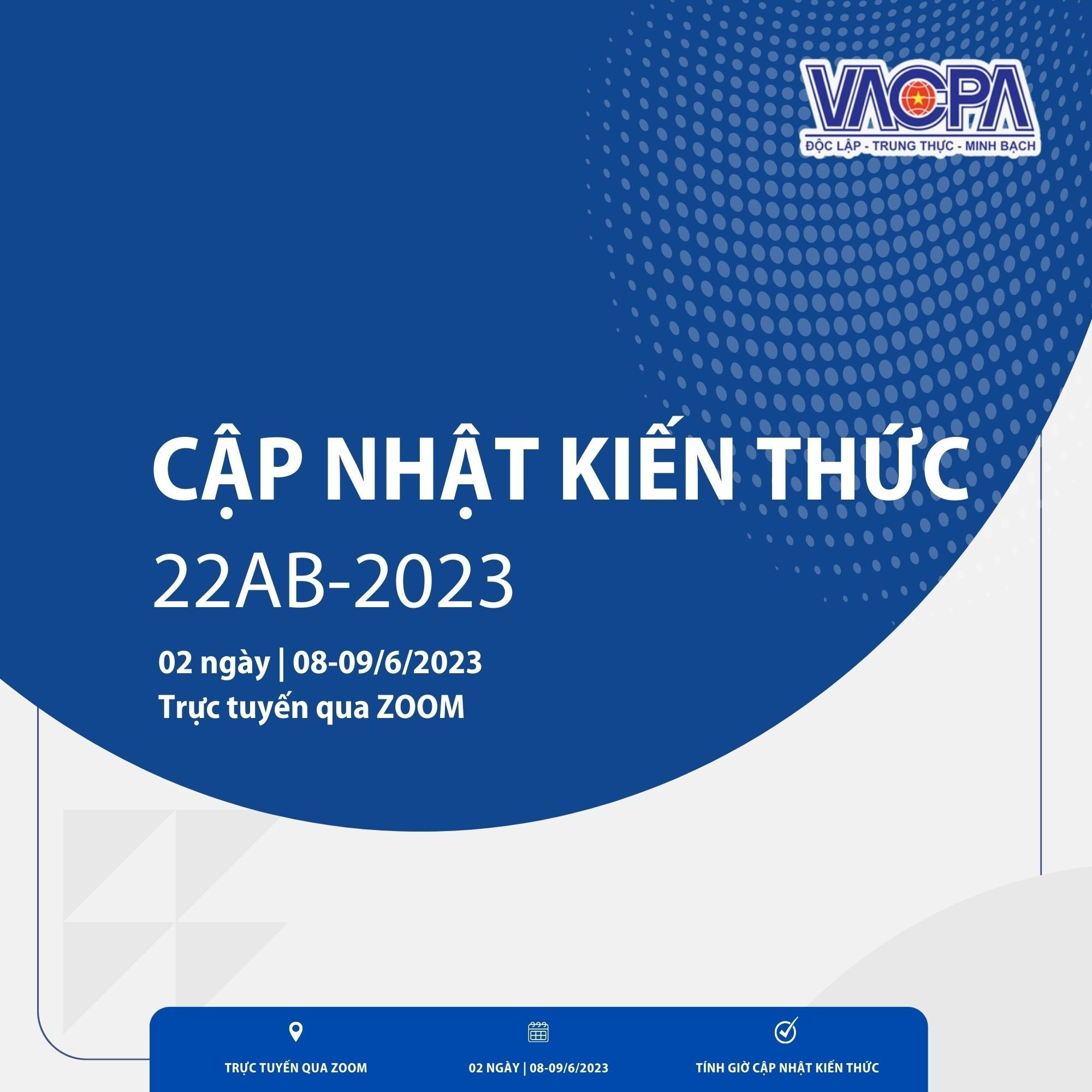 Thư mời tham dự lớp CNKT Online 22AB-2023, 02 ngày 08-09/06/2023