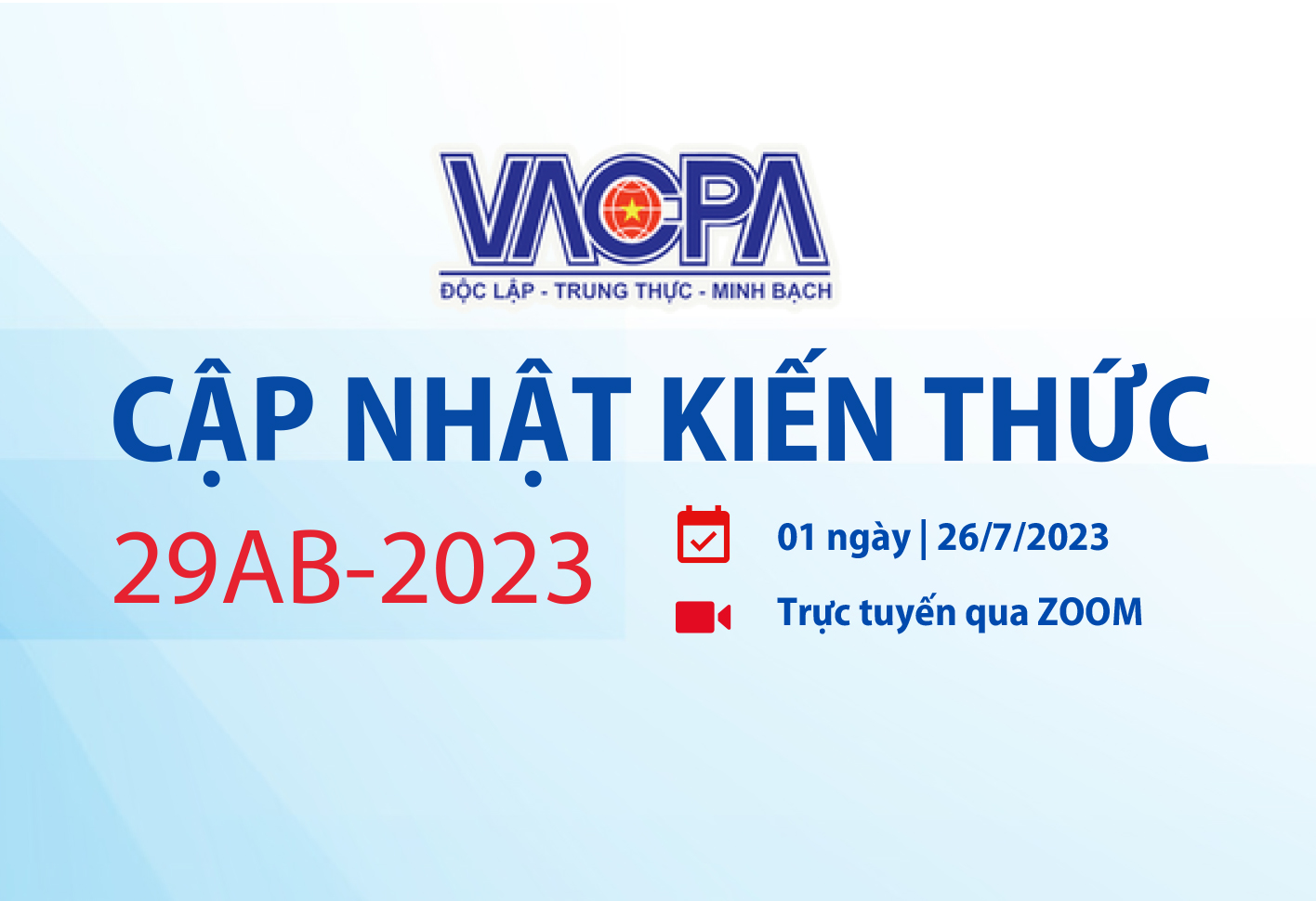 Thư mời tham dự lớp CNKT Online 29AB-2023, 01 ngày 26/07/2023