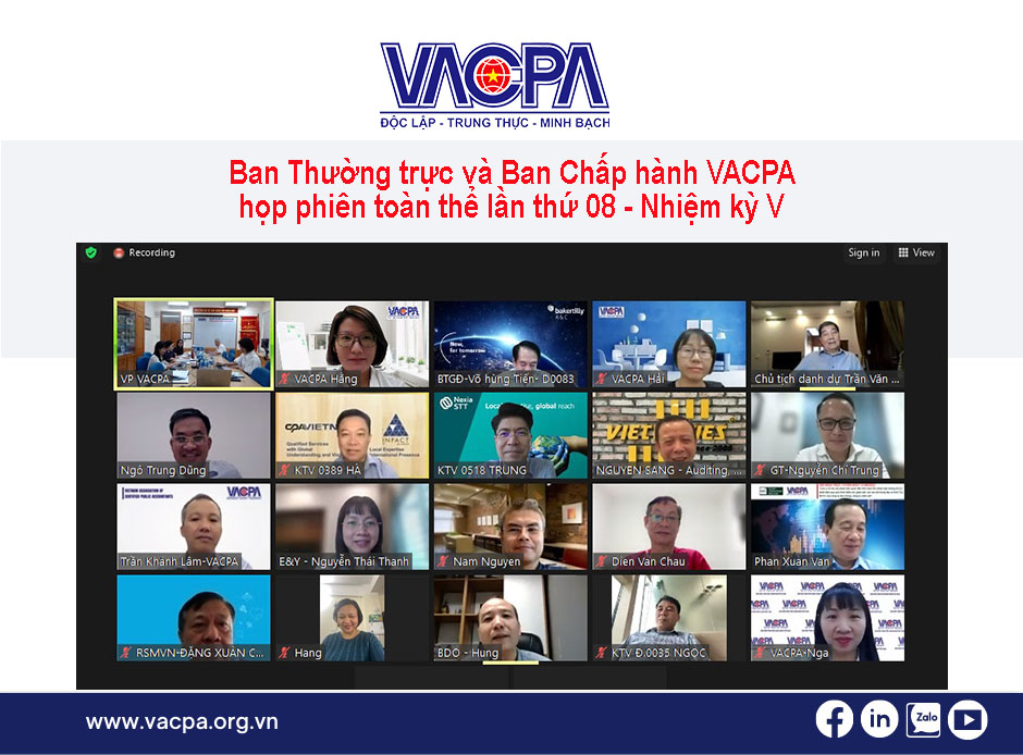 Ban Thường trực và Ban Chấp hành VACPA họp phiên toàn thể lần thứ 08 - Nhiệm kỳ V